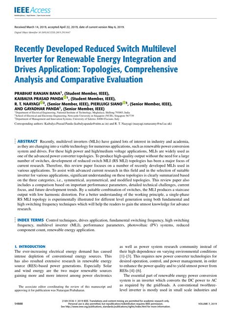Pdf Recently Developed Reduced Switch Multilevel Inverter For