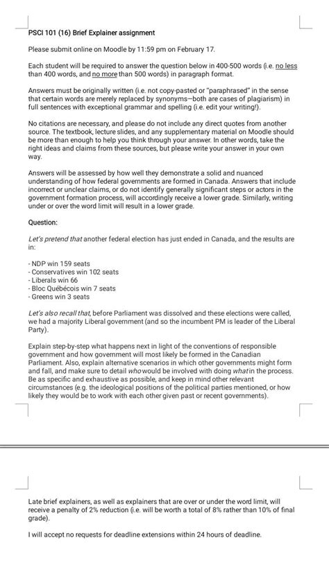 Psci 101 16 Brief Explainer Assignment Please