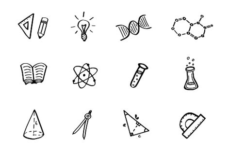 흰색 배경에 격리 된 학교 테마로 돌아가기위한 아이콘 세트입니다 낙서 스타일의 교육 및 과학장비의 벡터 일러스트레이션 분자에 대한 스톡 벡터 아트 및 기타 이미지 Istock