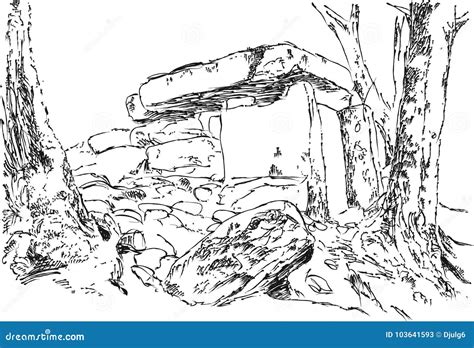 Megalithic Structures Vector Sketch Outline Graphic Stock Vector Illustration Of Graphic