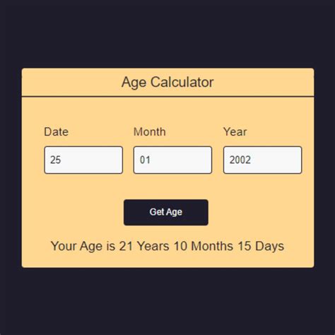 Build A User Friendly Age Calculator With Html Css And Javascript