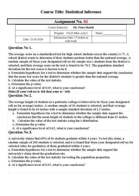 Assignment 3 Notes Course Title Statistical Inference Assignment