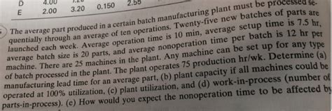 solved the average part produced in a certain in a certain