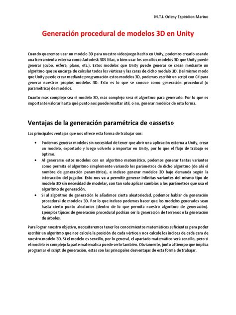modelos 3d en unity csharp pdf unidad motor de juego algoritmos