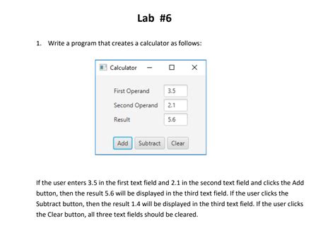 Solved Lab 6write A Program That Creates A Calculator As