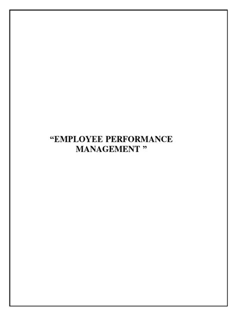 A Study On Employee Performance Management System Pdf Performance