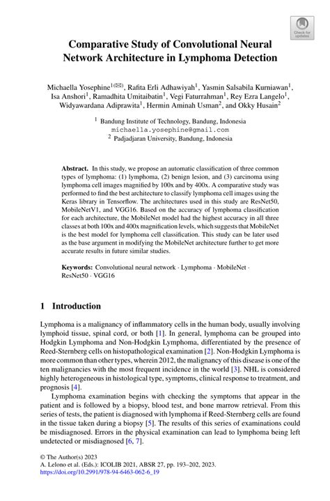 PDF Comparative Study Of Convolutional Neural Network Architecture In Lymphoma Detection