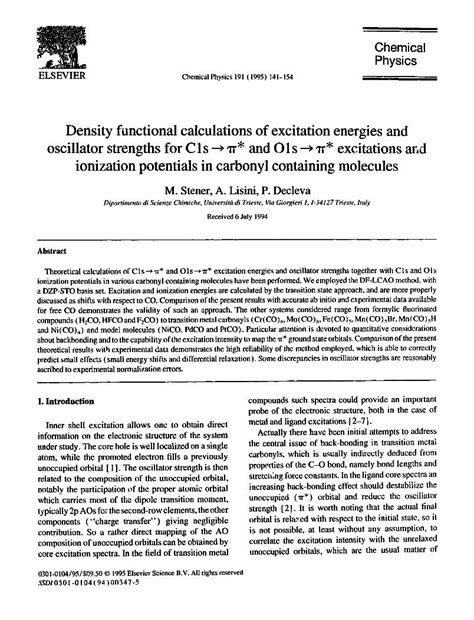 Pdf Density Functional Calculations Of Excitation Energies And