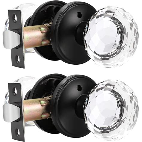 Probrico Faceted Crystal Clear Glass Door Knobs In Round Diamond Shape
