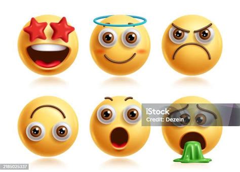 별 눈 이모티콘 벡터 문자 세트 이모티콘 클립 아트 3d 캐릭터 놀라움 천사 화난 어리석은 놀람과 구토 표정 3차원 형태에 대한 스톡 벡터 아트 및 기타 이미지 Istock