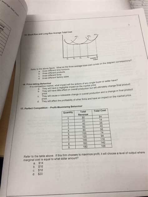 Solved Short Run And Long Run Average Total Cost Refer To