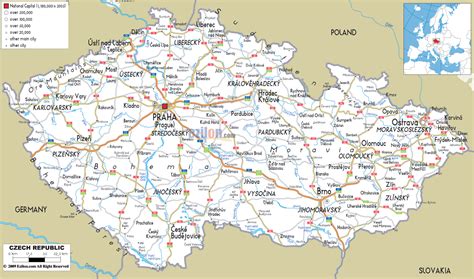Large Detailed Road Map Of Czech Republic With All Cities And Airports Maps Of