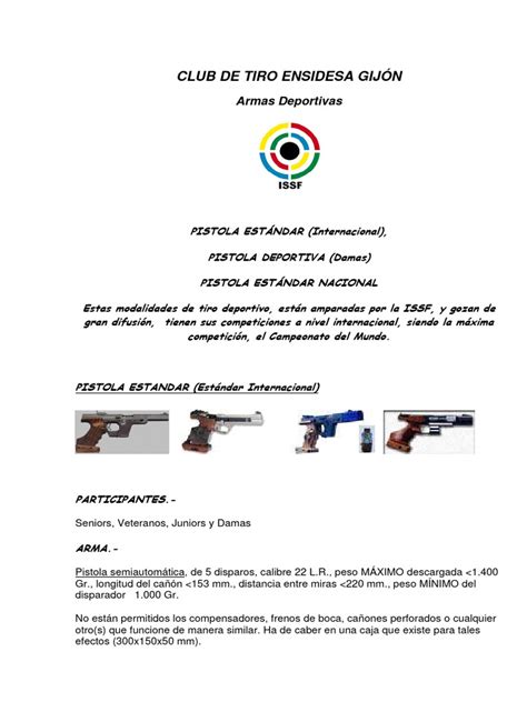 Reglas De Pistola Estándar En Tiro Deportivo Pdf Pistola Proyectiles