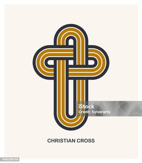 기독교 십자가 현대 선형 스타일 벡터 기호 흰색에 고립 믿음과 믿음 현대 십자가 기호 예수 그리스도 스트라이프 그래픽 디자인