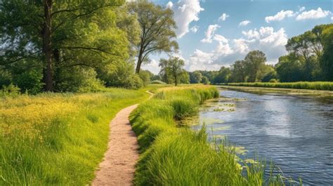 Path Next To River Premium Ai Generated Image