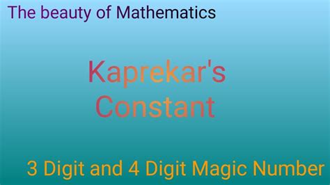 Kaprekars Constant 3 Digit And 4 Digit Magic Number