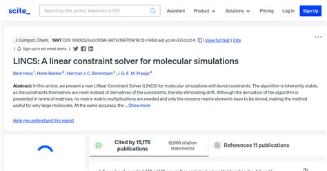 Lincs A Linear Constraint Solver For Molecular Simulations