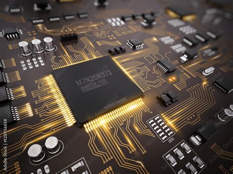 High tech electronic PCB (Printed circuit board) with processor ...