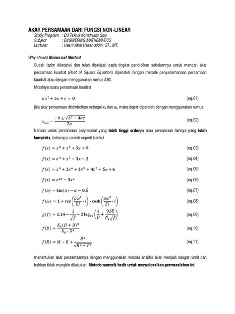 01 Akar Persamaan Metode Bisection Pdf Pdf