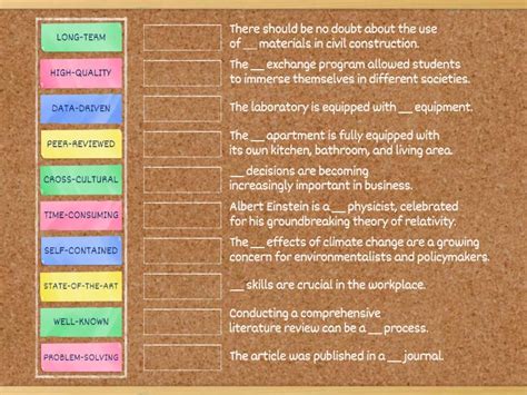 Vocab Hyphenated Adjectives Match Up