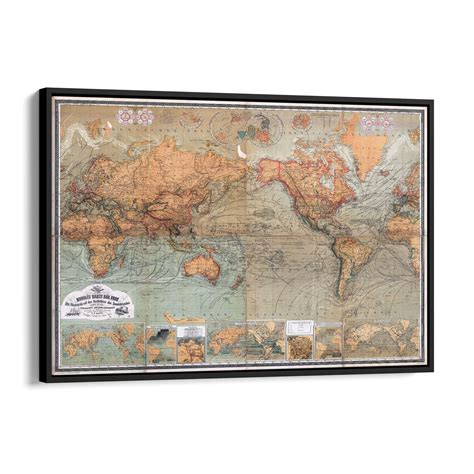 1870 Vintage Map Of The World Vintage Maps