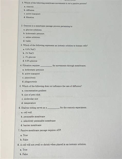 solved which of the following membrane movements is not a
