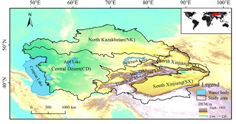 Topographic Map Of Arid Central Asia Inside The Black Solid Line Is
