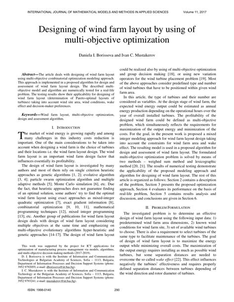 Pdf Designing Of Wind Farm Layout By Using Of Multi Objective