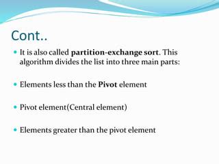 Quick Sort Data Structures PPT