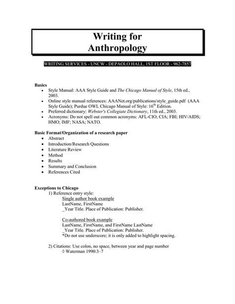 Writing For Anthropology