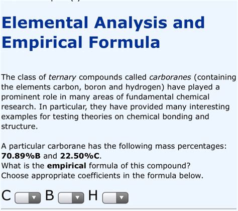 Solved Elemental Analysis And Empirical Formula The Class Of