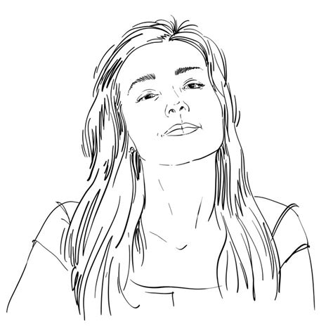 섹시 잘 생긴 여자 흑백 벡터 드로잉의 초상화 감정 표현 아이디어 이미지 열정적 인 소녀 프리미엄 벡터