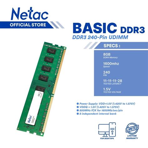 Jual Netac Ram Basic Ddr3 So Ddr3l 1600mhz 8gb C11 Udimm Sodimm Pc Laptop Memory Module Shopee