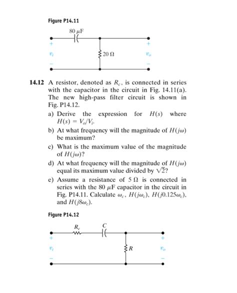 solved 14 12 a resistor denoted as rc is connected in