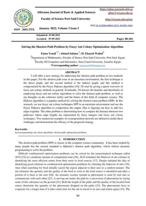 Pdf Solving The Shortest Path Problem By Fuzzy Ant Colony