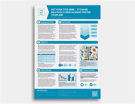 Scientific Poster Template Teal Turquoise Blue A0 Portrait