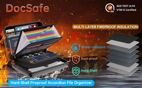 Amazon Com DocSafe Fireproof File Organizer With Lock Hard Shell Case Fireproof Document Box