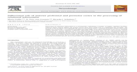 Pdf Differential Role Of Anterior Prefrontal And Premotor