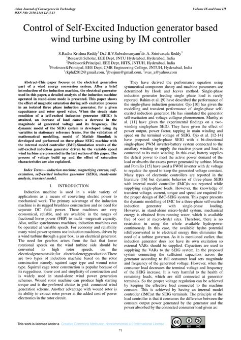 Pdf Control Of Self Excited Induction Generator Based Wind Turbine