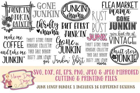junk lover svg dxf png cut file bundle