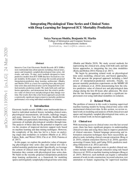 Integrating Physiological Time Series And Clinical Notes With Deep Learning For Improved Icu