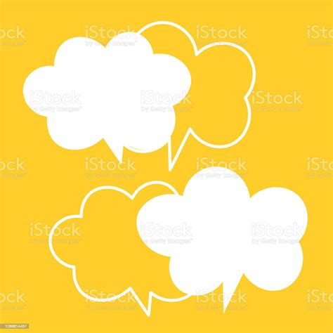 색상 배경에 벡터 만화 음성 거품 고립 된 다채로운 배너 빈 종이 모양 채팅을위한 만화 플랫 일러스트레이션 템플릿 프레임입니다 손 그리기 스타일 대화 구름 개념에 대한 스톡