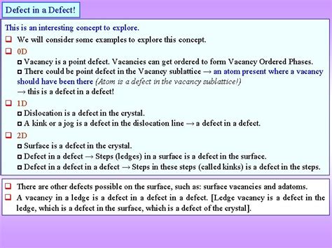 Defect In A Defect Hierarchy Of Defects Part