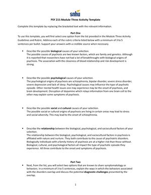 PSY 215 Module Six Activity Template DONE PSY 215 Module Six Activity Template For This