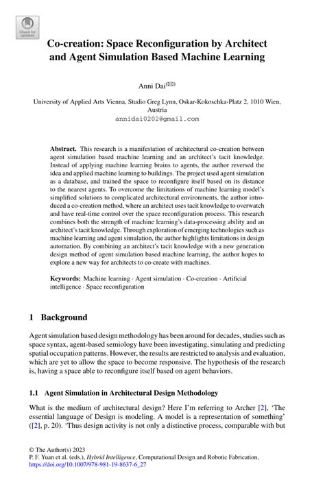 Pdf Co Creation Space Reconfiguration By Architect And Agent