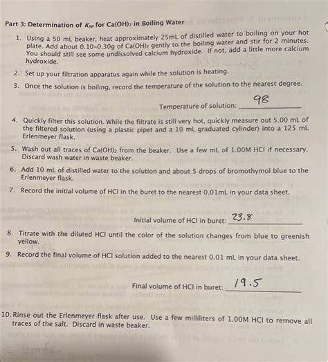 Solved Part 1 Preparation Of Dilute Hydrochloric Acid Only