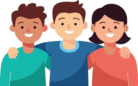 Illustration Of Friends Smiling And Standing Together Symbolizing