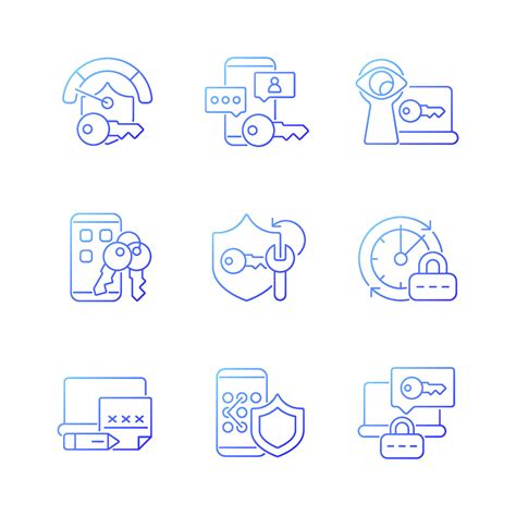 Password Requirements Gradient Linear Vector Icons Set Internet Safety Cyberspace Security