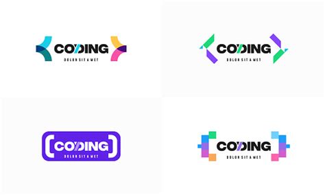 Set Template Desain Logo Pengkodean Logo Kode Modern Untuk Programmer