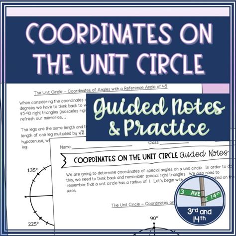 Coordinates On The Unit Circle Guided Notes And Practice By 3rd And 14th